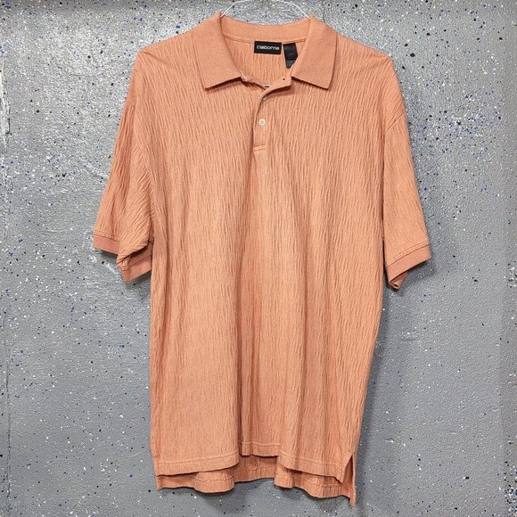 Claiborne | Shirts | Claiborne Mens Peach Short Sleeve Polo Shirt Xl ...